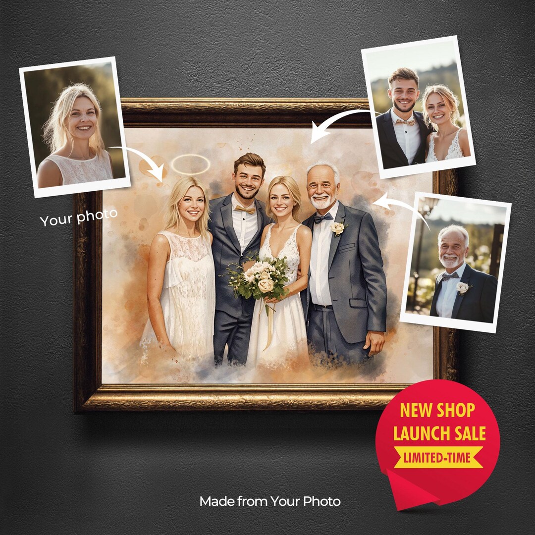 Custom Memorial Portrait Combine Photos Add Deceased Loved One to ...