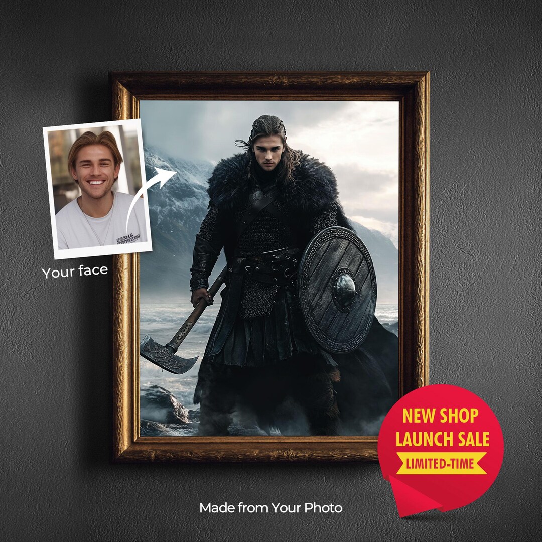 Custom Viking Warrior Portrait From Photo Norse Medieval Battle Art ...