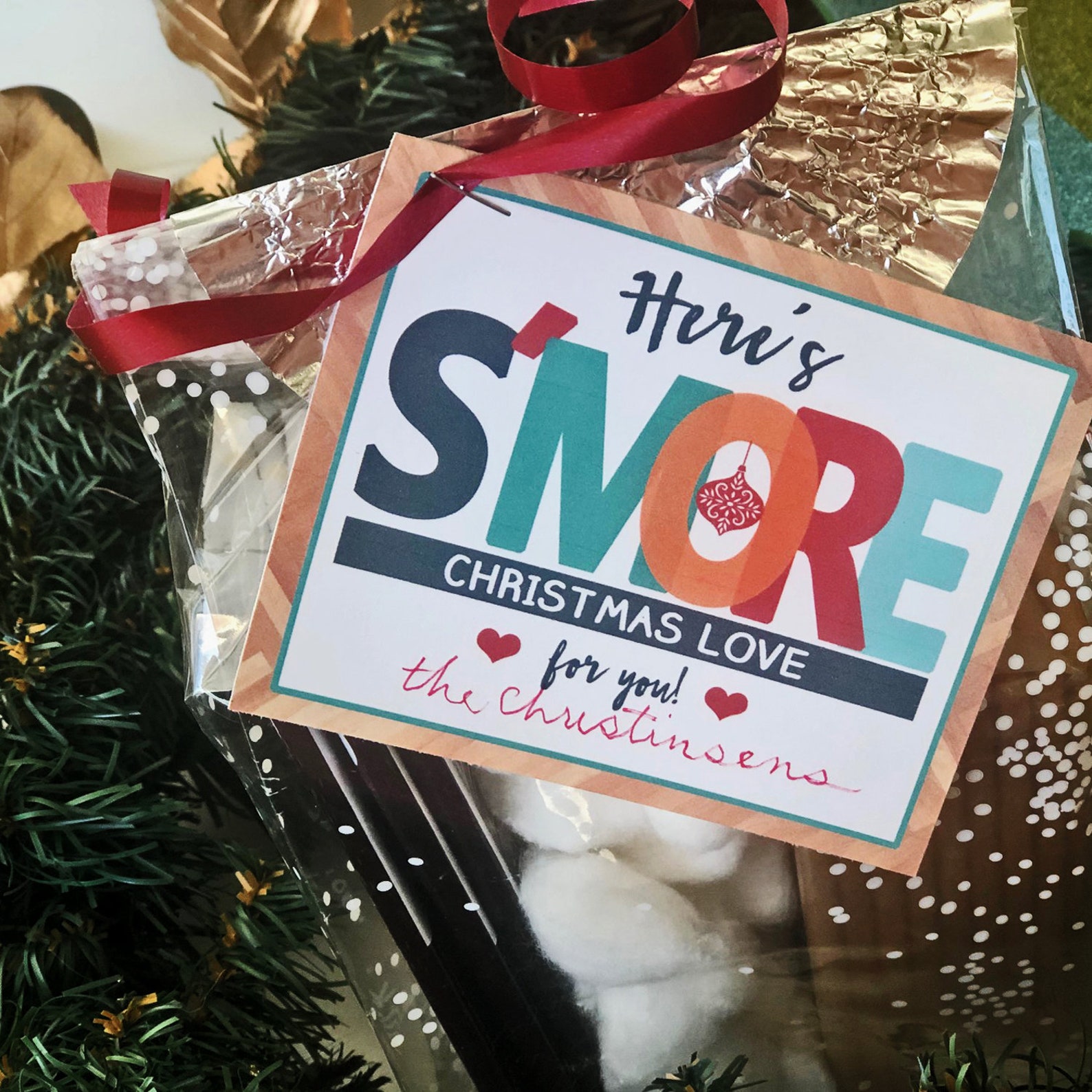 Printable Neighbor Gift Tag, S'more Christmas Love, Treat Label Instant ...