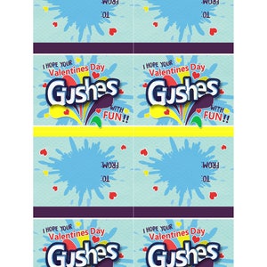 Instant Download Gushers Valentine Topper Printable, Personalized ...
