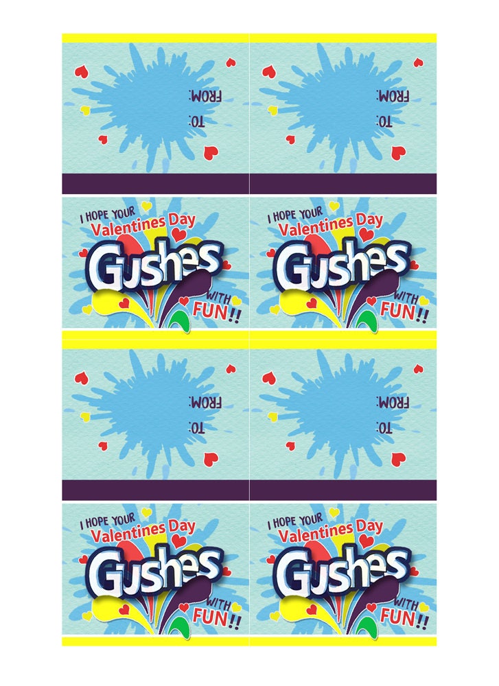 Instant Download Gushers Valentine Topper Printable, Personalized ...
