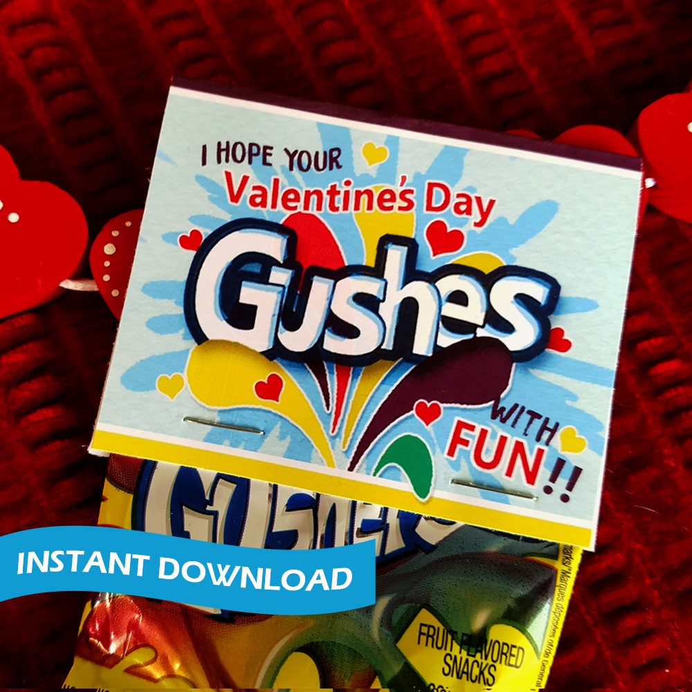 Instant Download Gushers Valentine Topper Printable, Personalized ...
