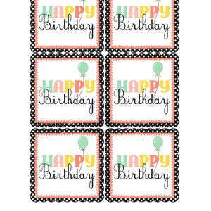 Instant Download Printable Custom Happy Birthday Tag, Personalized ...