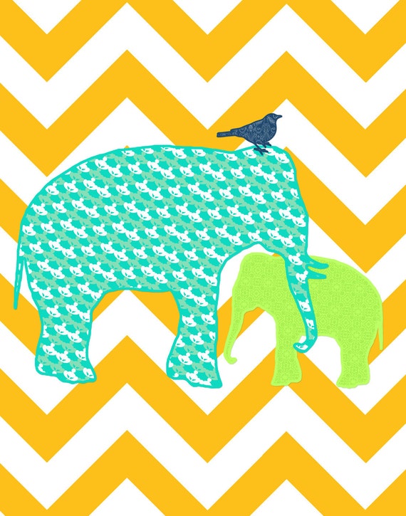 Elephant Chevron Light Blue Wallpaper