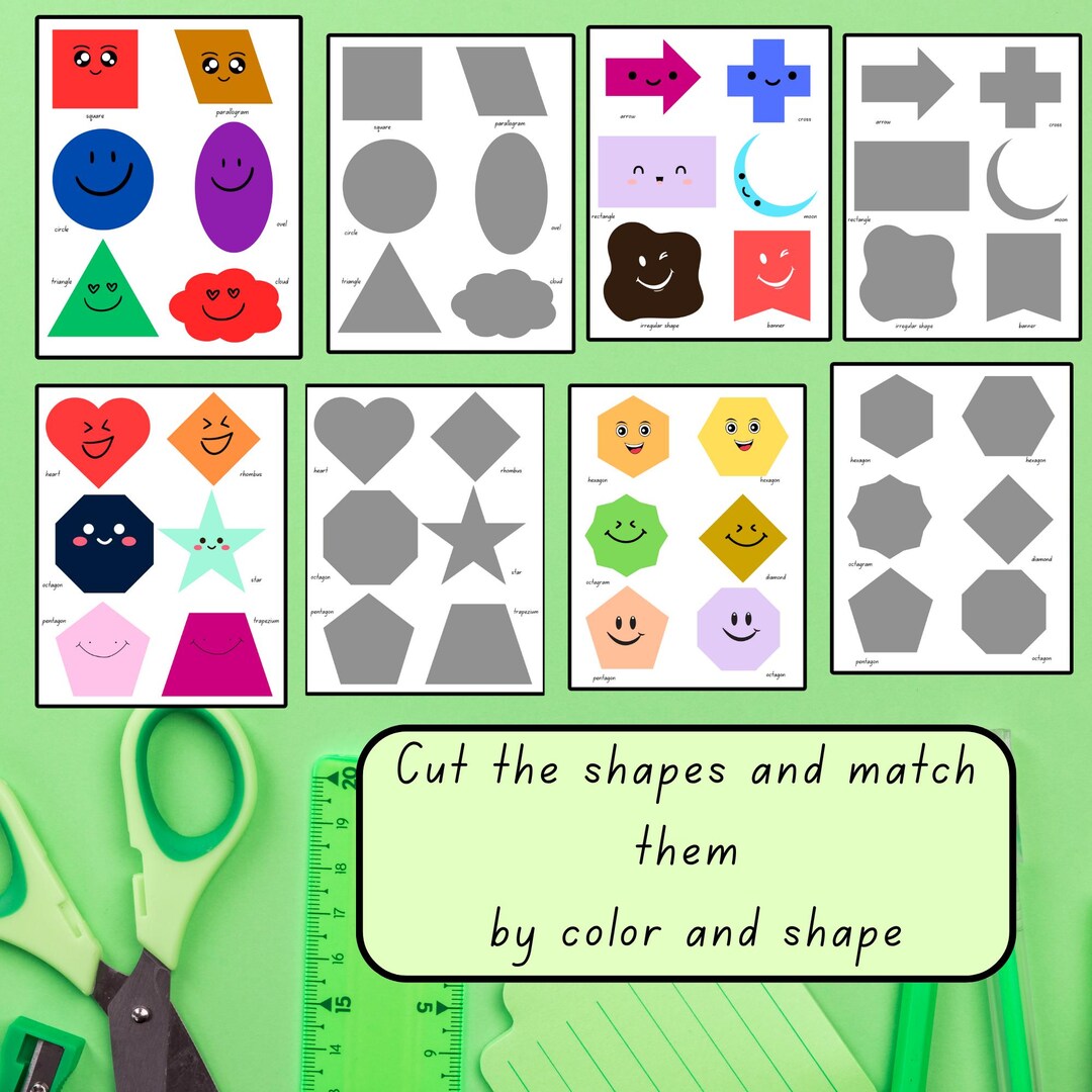2d Shape Cut & Match Preschool Learning Pack Toddlers Activity ...