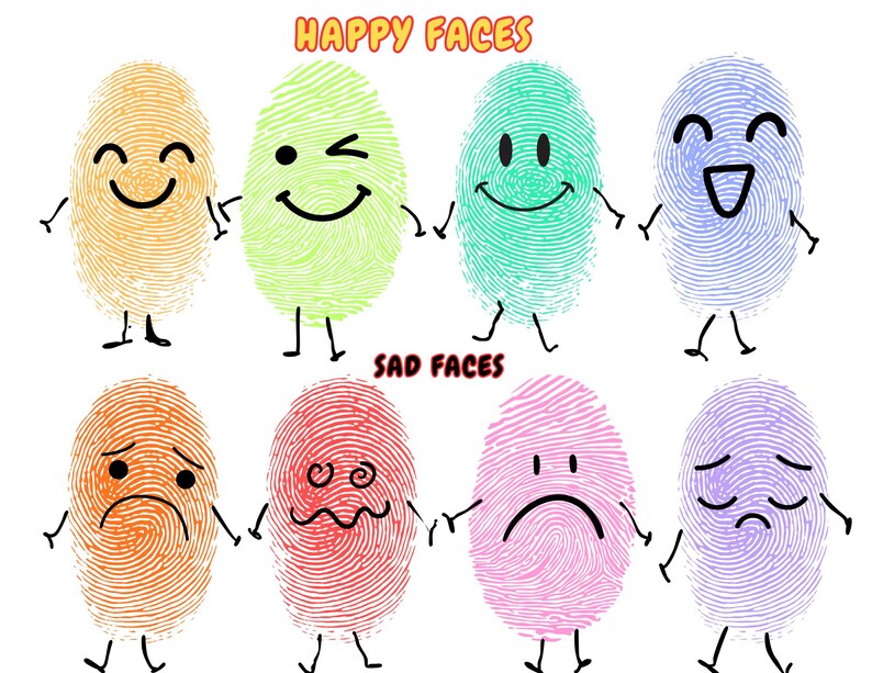 Fingerprint Faces Emotions Activity, Preschool Learning Printable ...