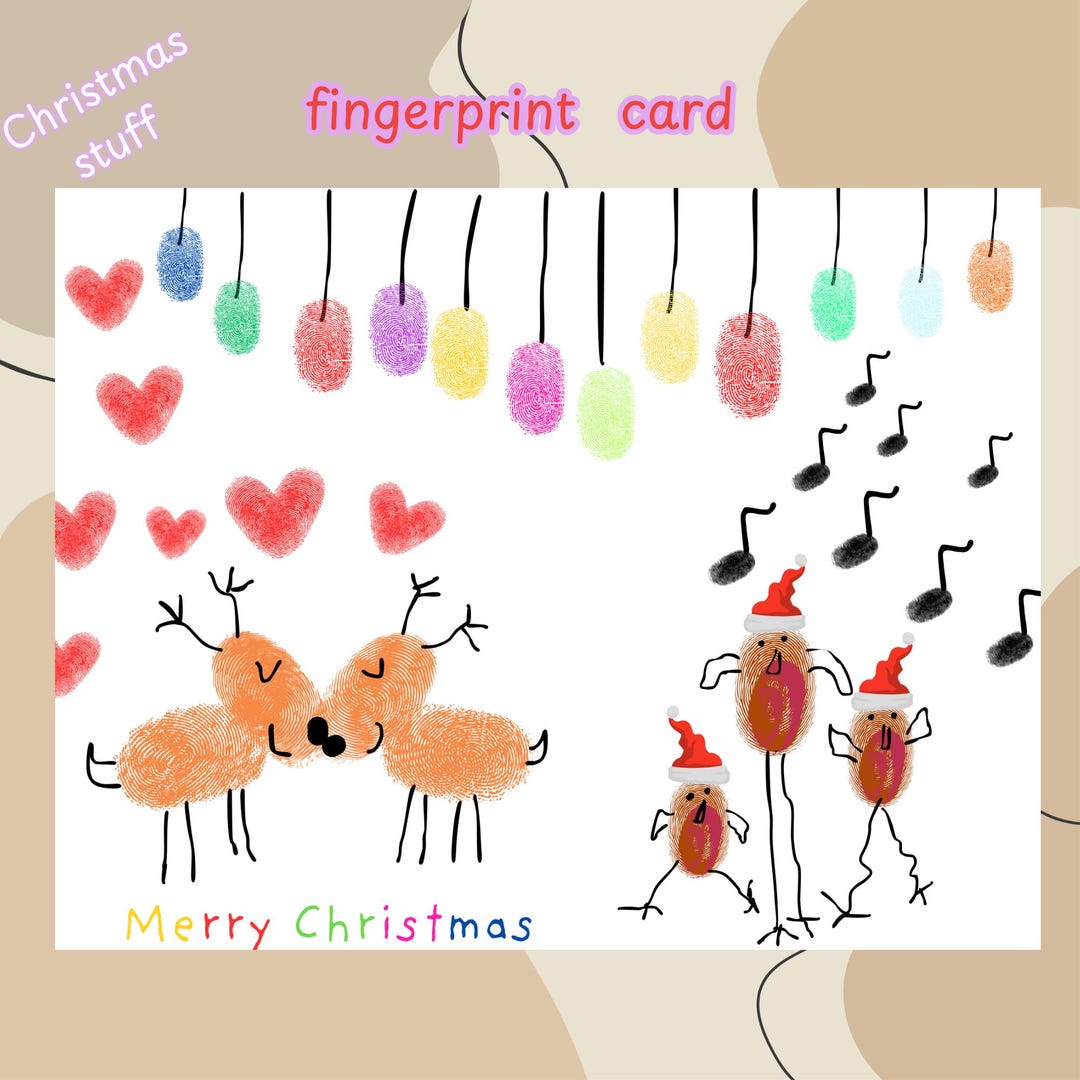 Christmas Fingerprint Art for Kids | Preschool Holiday Craft Printable ...