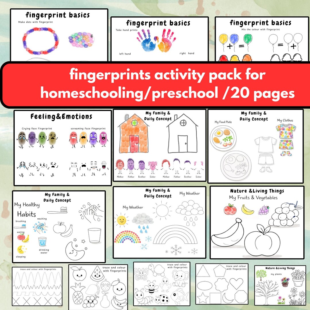 Kids Fingerprint Craft Activity| Homeschool Printable |toddler Busy ...