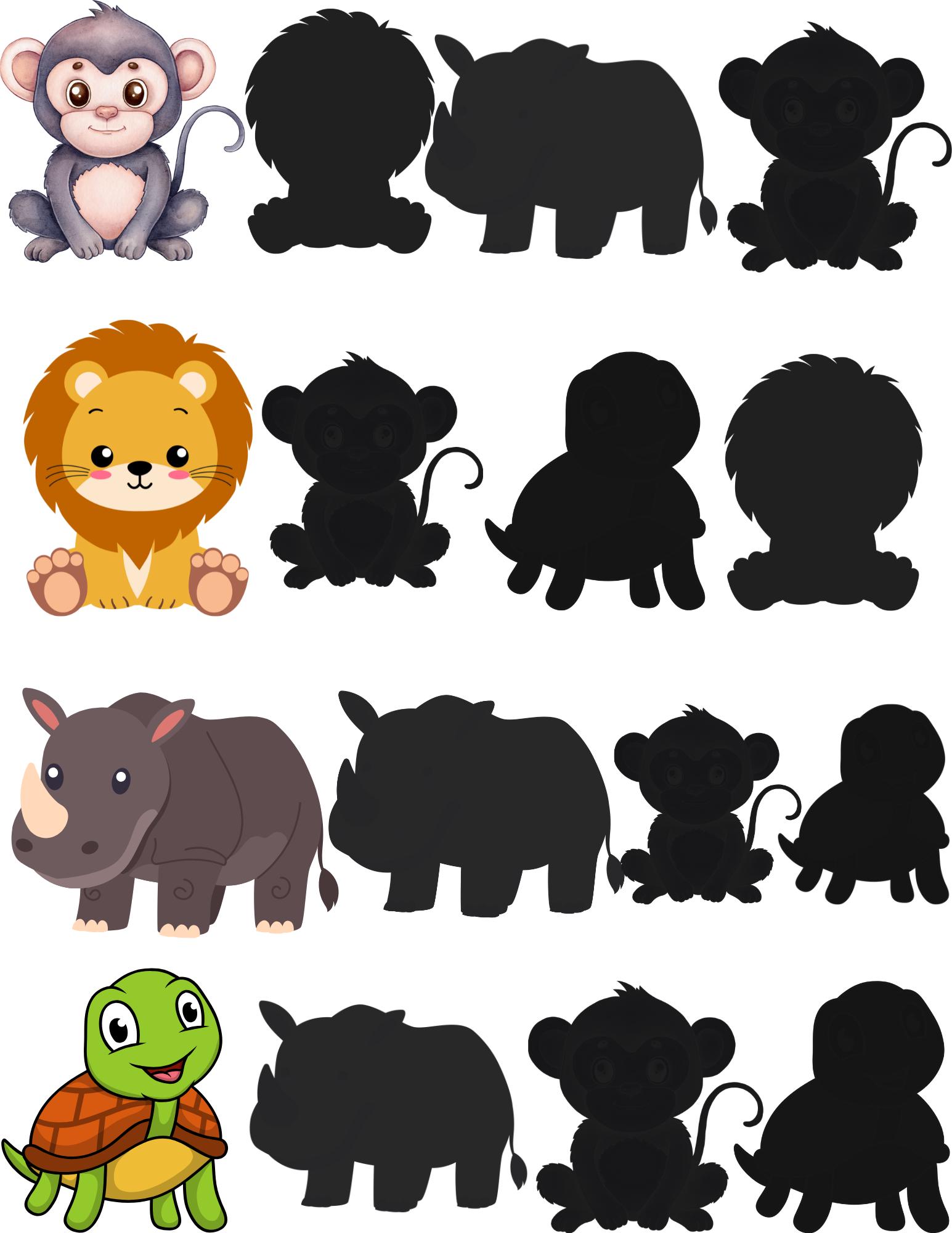 Animal Shadow Matching Game: Preschool Printable Worksheets (instant ...