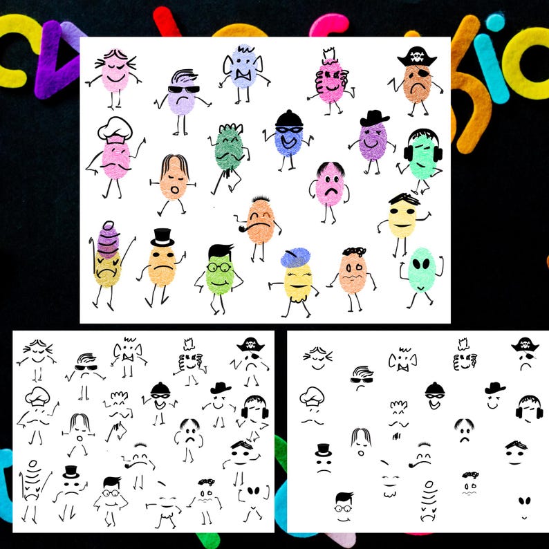 Fingerprint Characters Sheets: Kids' Educational Crafts (PDF Download ...