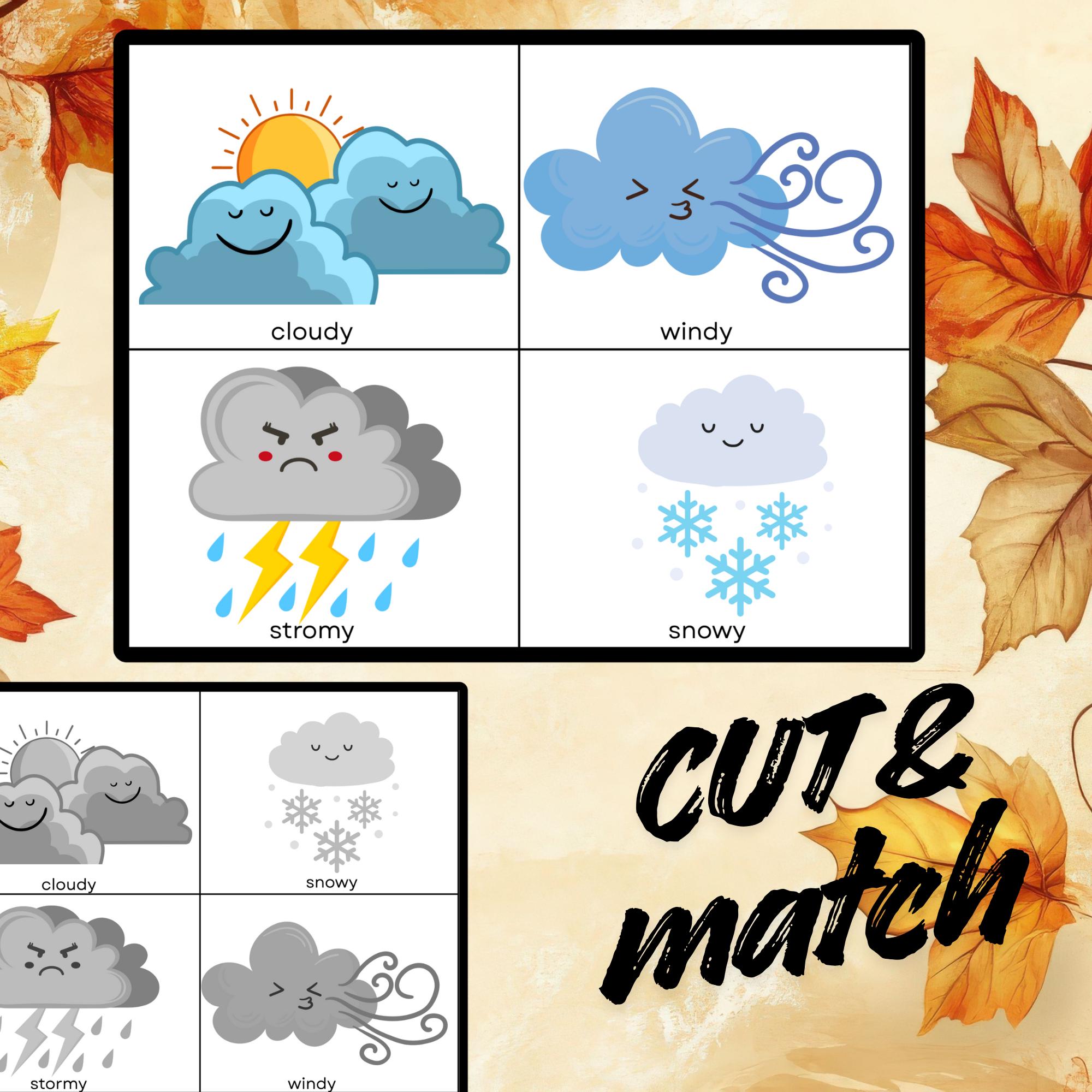 Preschool Weather & Seasons Cut and Match Worksheets | Homeschool Motor ...