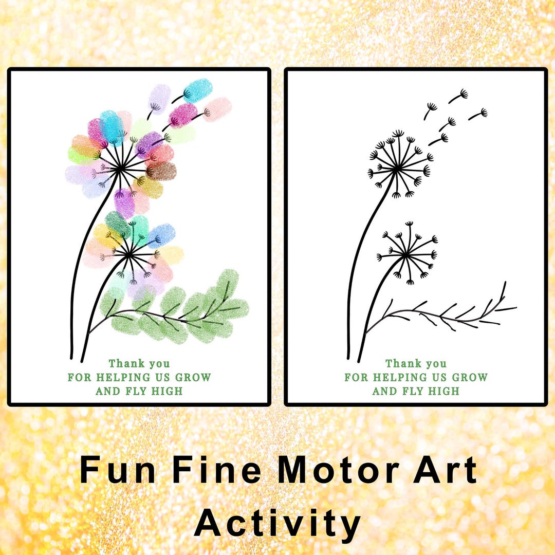 Preschool Printables, Fingerprint Art, Dandelion Thank You Card ,guest ...