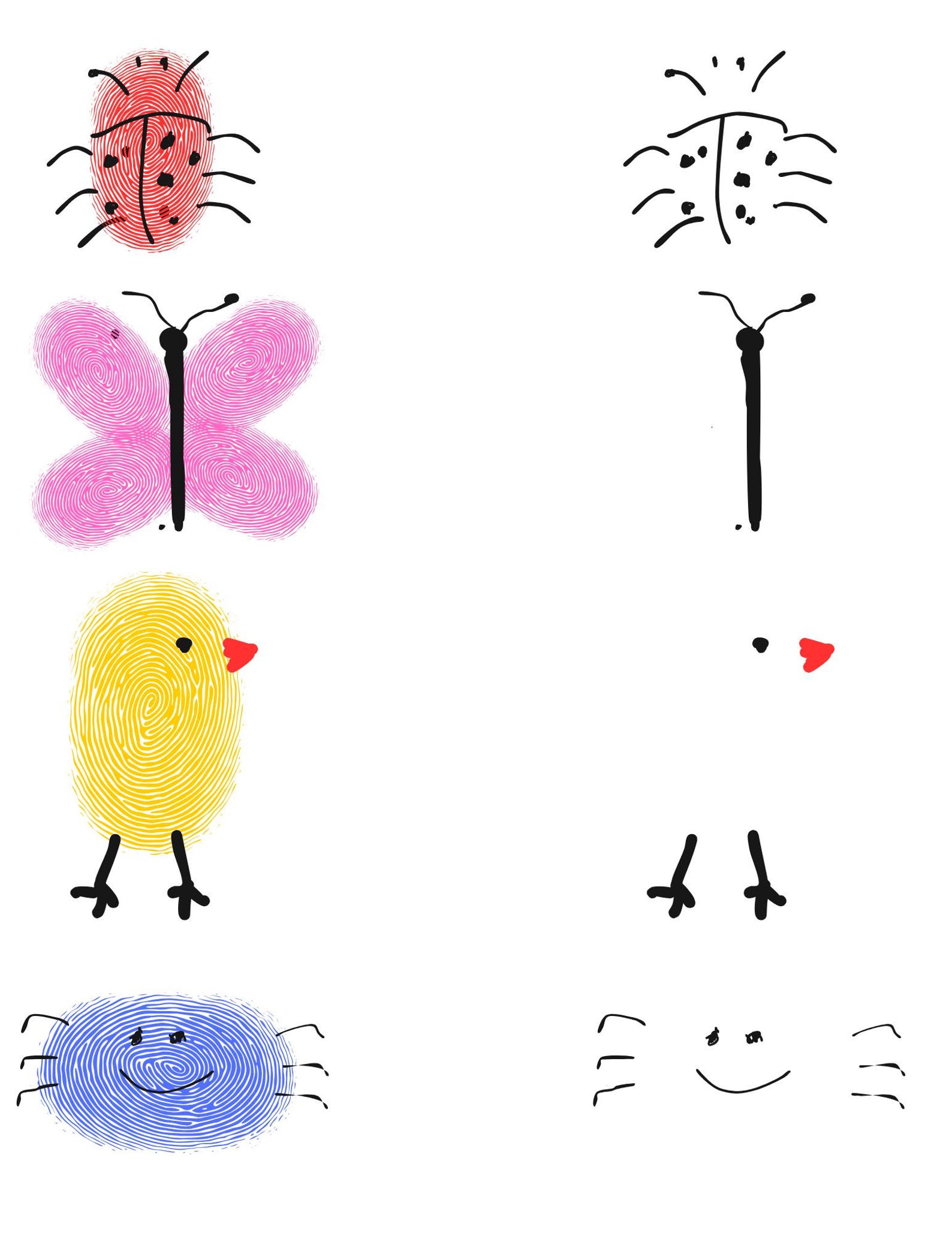 Fingerprint Art Activity: Kids Printable Drawing Prompts (PDF Download ...
