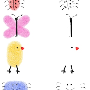 Fingerprint Art Activity: Kids Printable Drawing Prompts (PDF Download ...