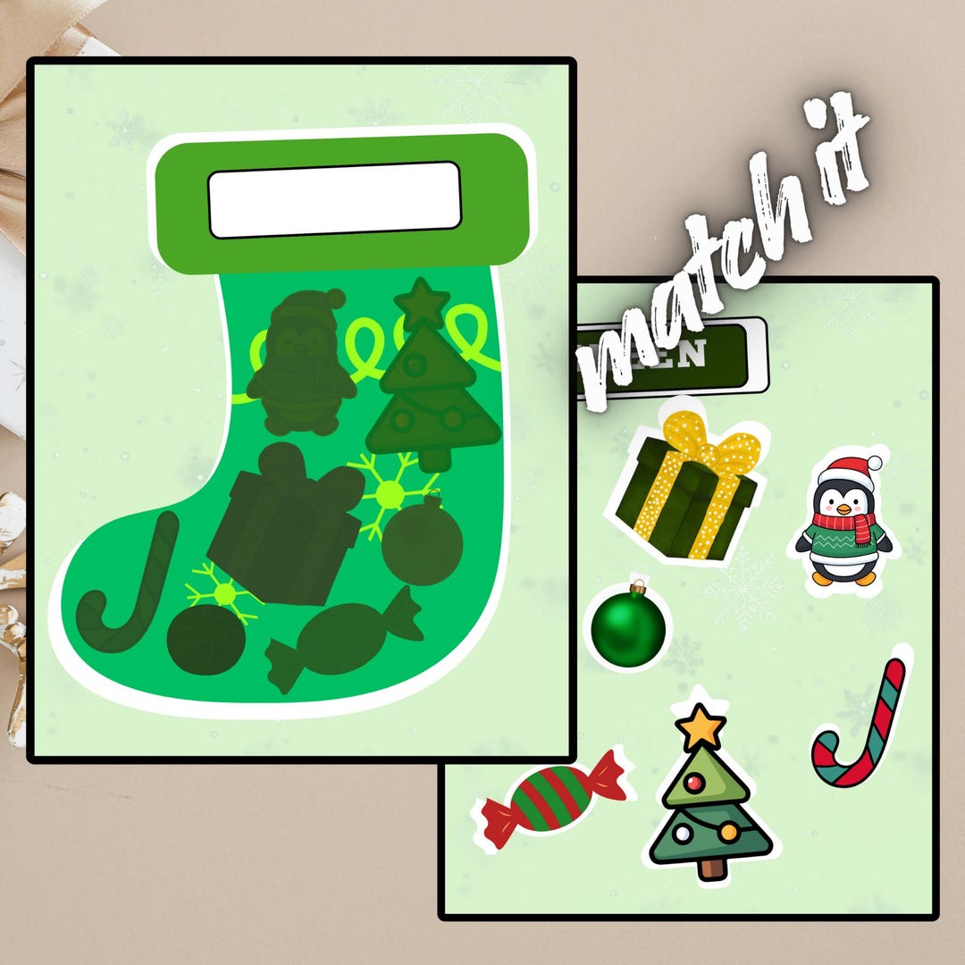 Christmas Stocking Shadow Match Game • Preschool Holiday Activity ...