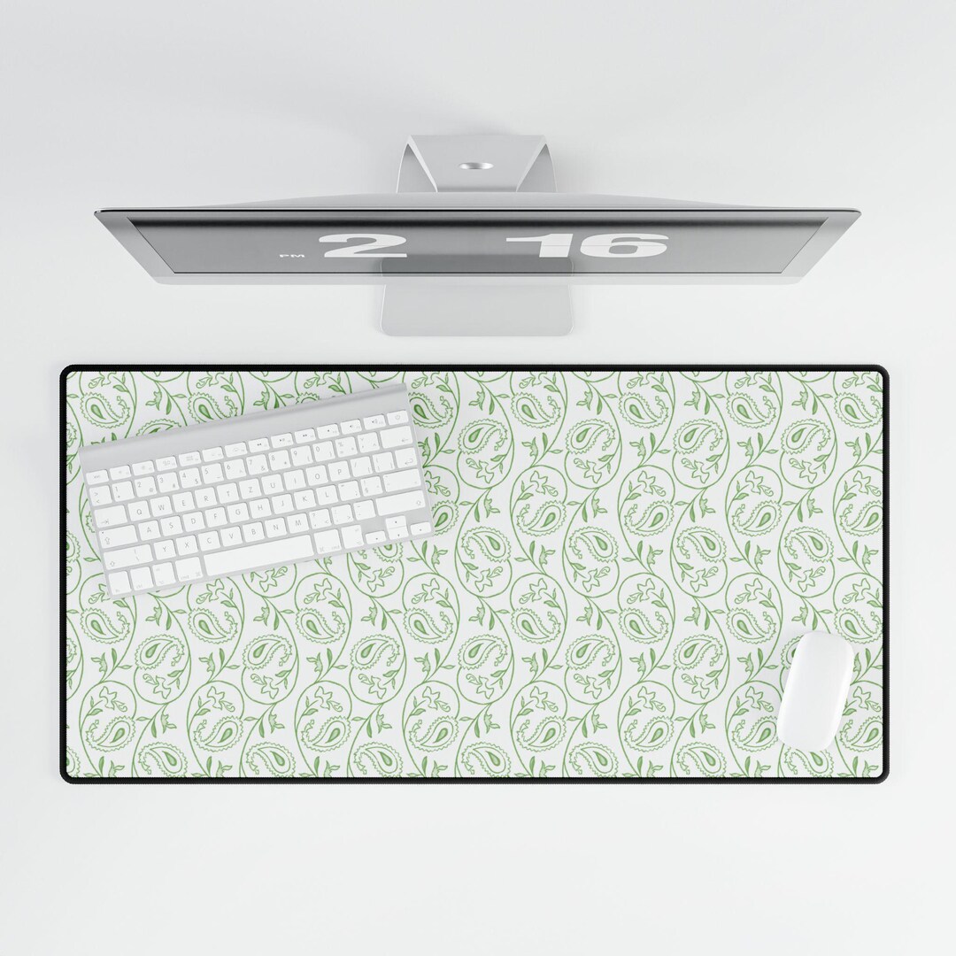 Green Toile Desk Mat, Botanical French Desk Pad - Etsy