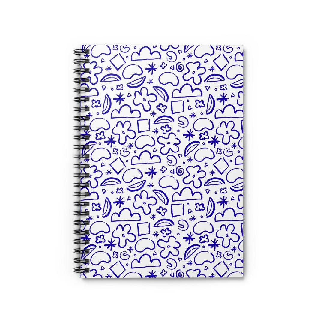 Blue Abstract Doodle Spiral Notebook: Minimalist Lined Journal - Etsy