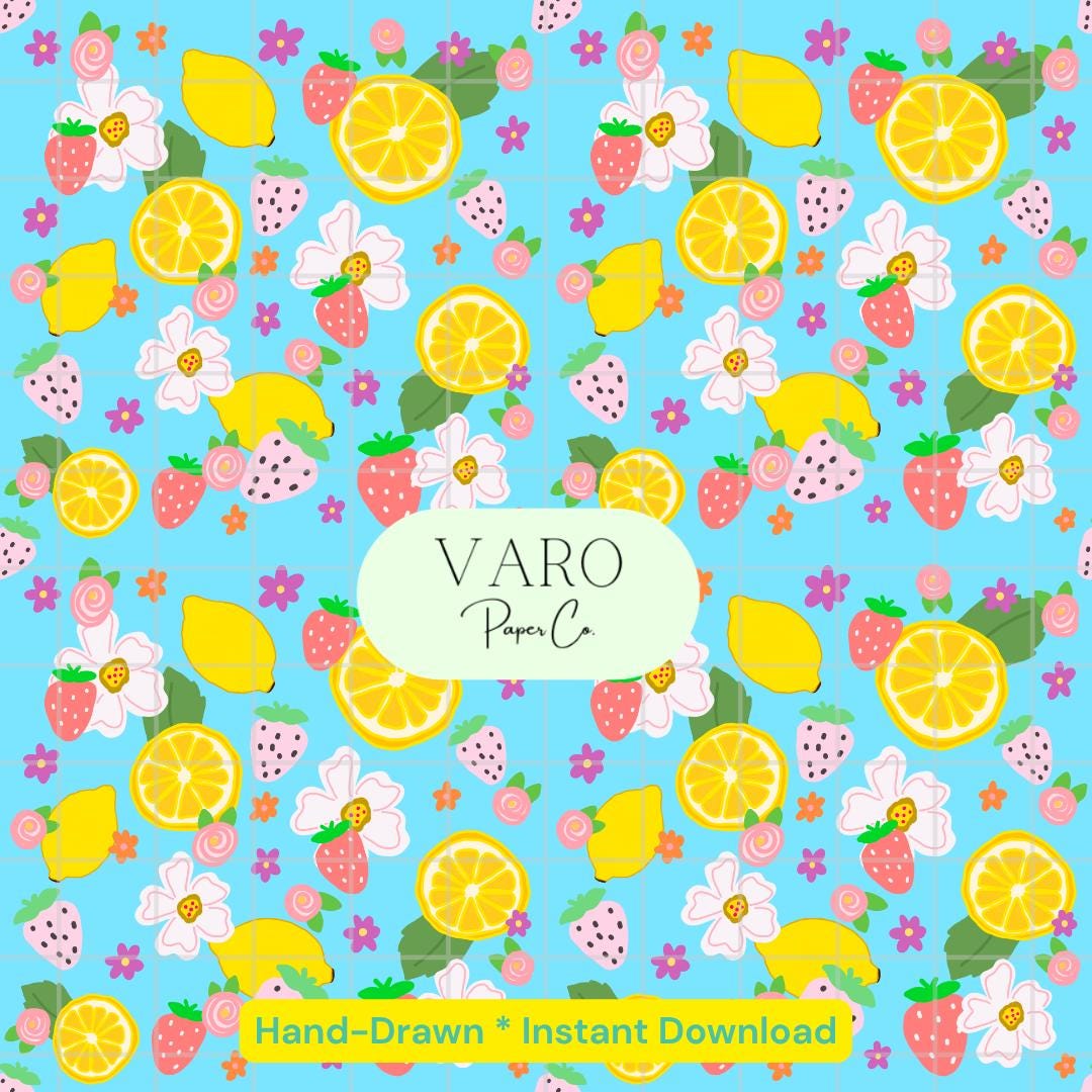 Fruit & Citrus Seamless Pattern | Summer Digital Paper With Lemons ...