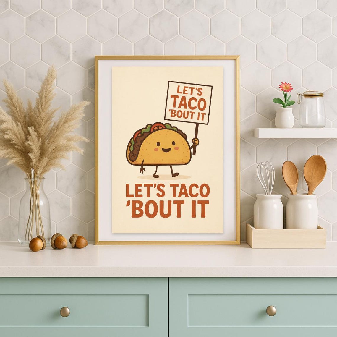 Let’s Taco ’bout It – Funny Taco Printable Wall Art | Cute Food Pun ...