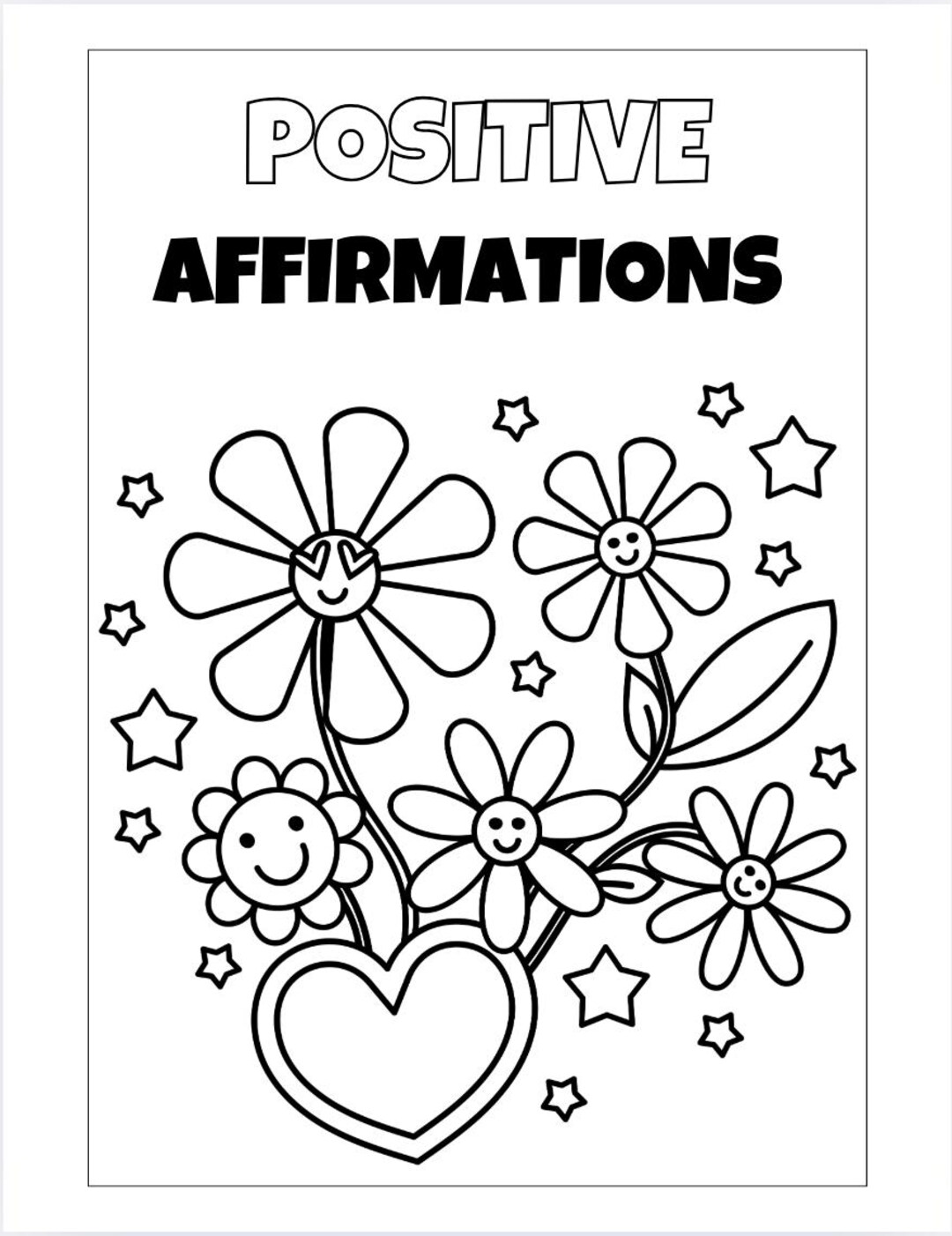 Positive Affirmations Coloring Book - Simple and Cozy Coloring Pages - Etsy