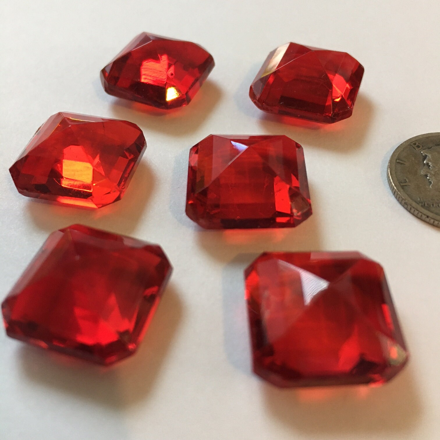 Rare Vintage 15mm Square Cherry Red Double Faceted Glass - Etsy