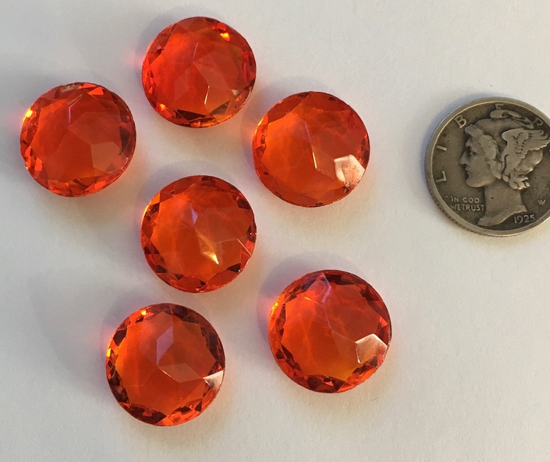 Rare Vintage 14mm Orange Hyacinth Double Faceted Glass Jewels - Set of ...