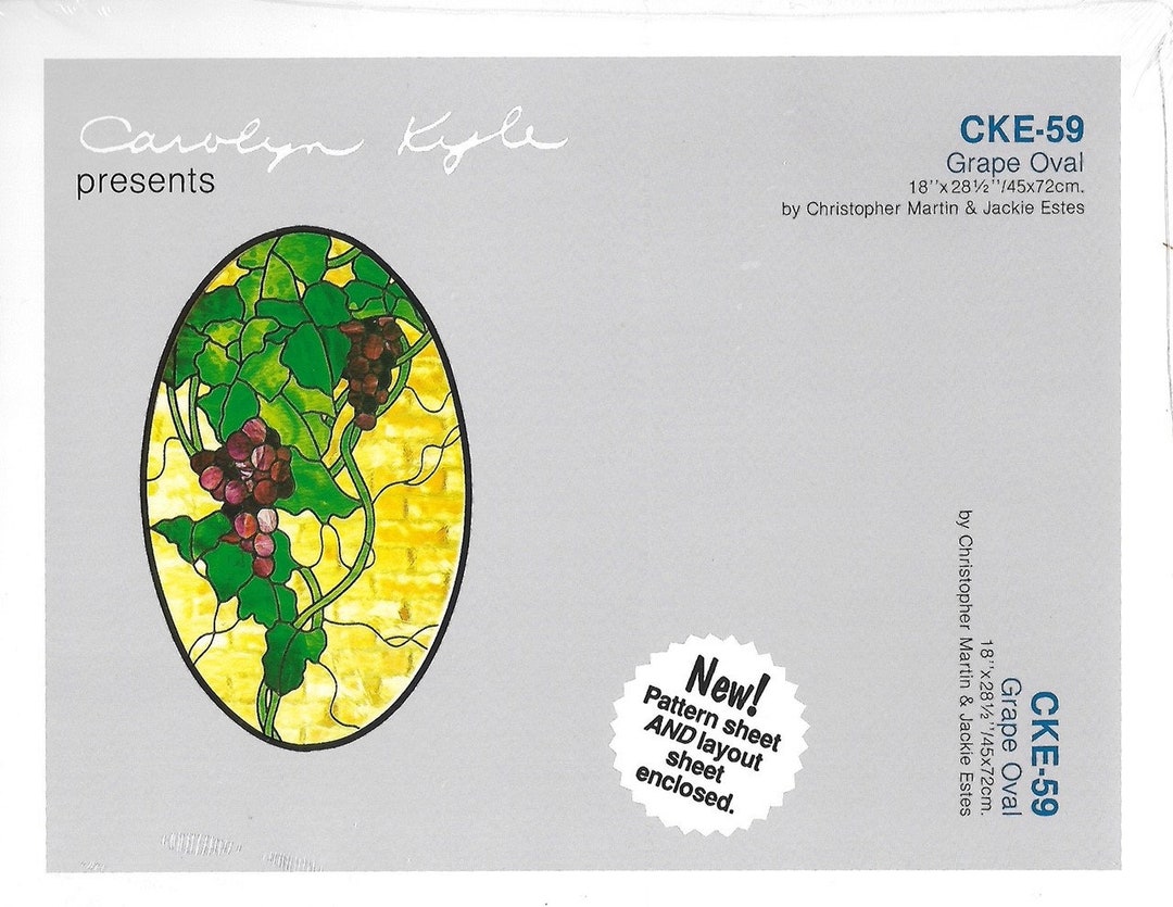 OOP 1985 CKE-59 'grape Oval' Grapes Leaves Stained Glass Pattern Set ...