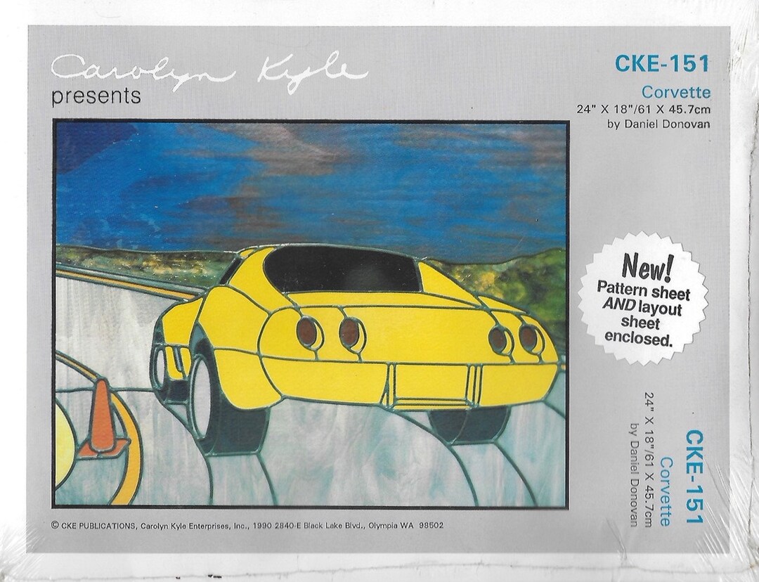 Vintage 1990 CKE-151 Corvette Stained Glass Pattern Full Size - Etsy