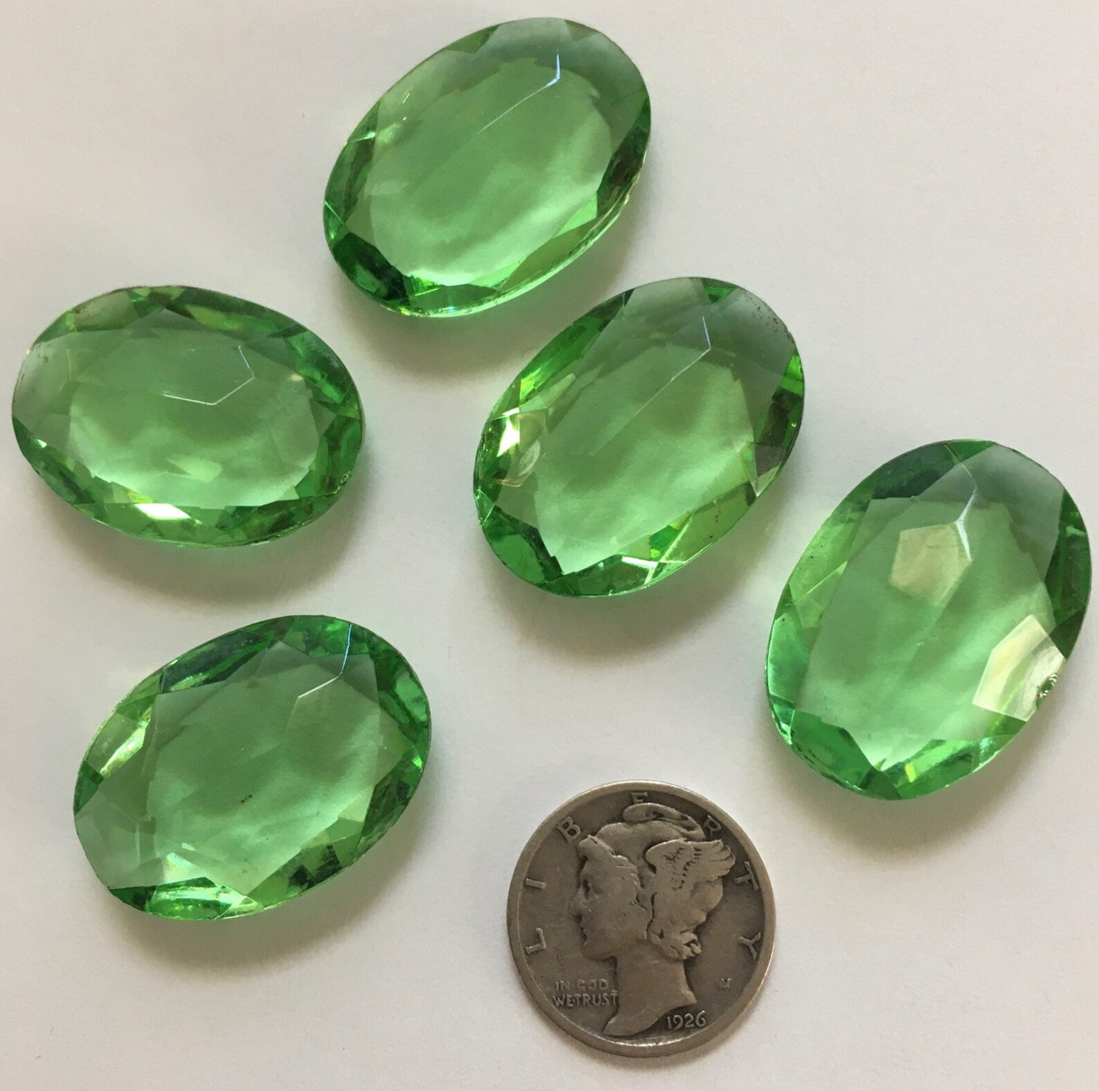 Vintage 25x18mm Light Peridot Green Oval 5 Double Faceted - Etsy