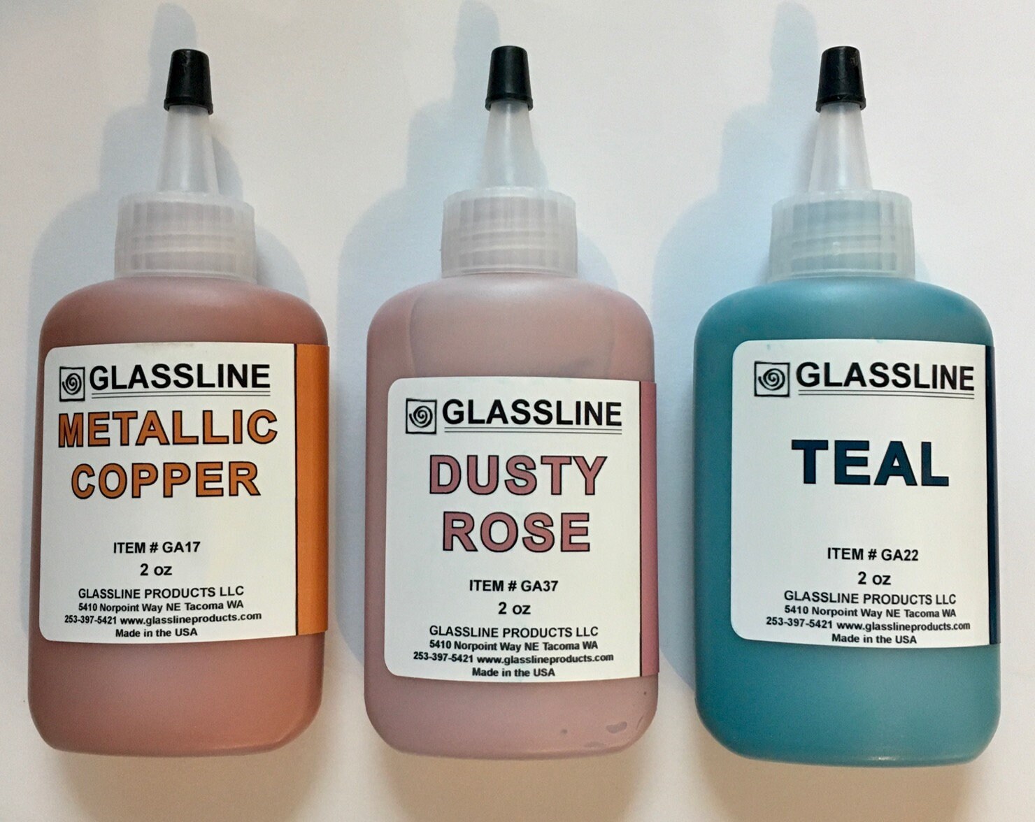 Glassline 'metallic Copper, Dusty Rose and Teal' Fusing Glass Paints ...