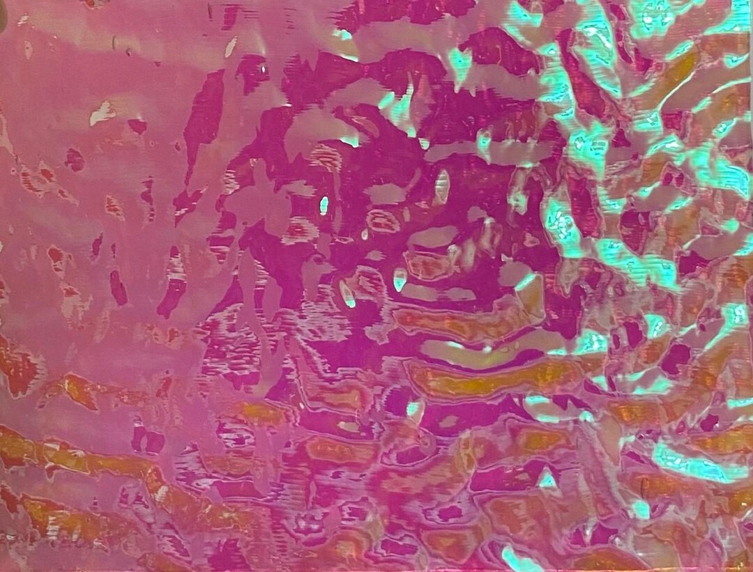 Large 3x4 Clear Bullseye CBS Pink Teal Ripple 90 COE Dichroic Glass - Etsy