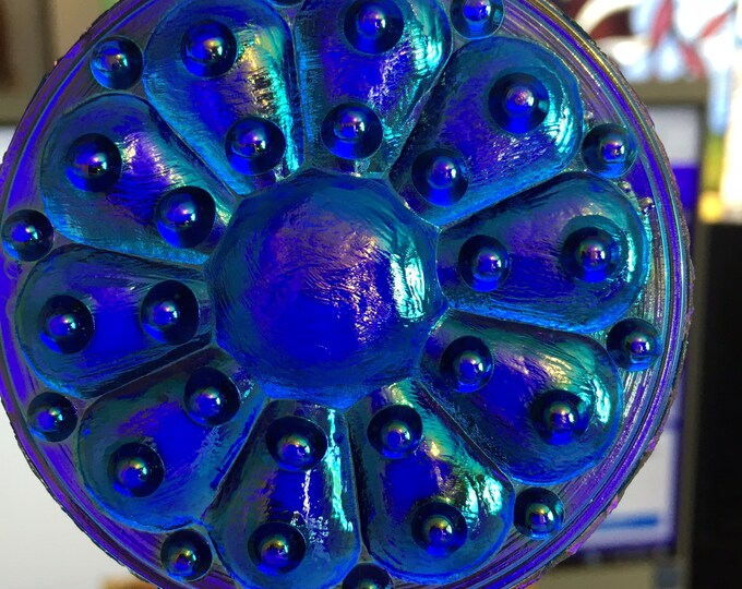 X-large 65mm Medallion Wheel Specialty Cobalt Blue AB Cast Glass Jewel ...