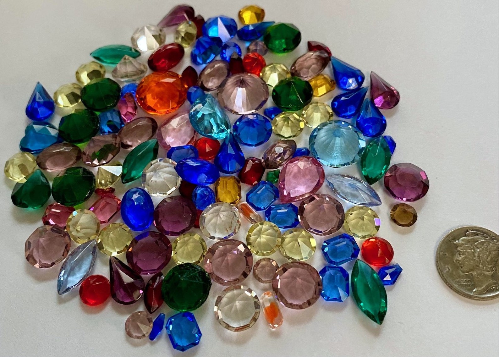 Small Two (2) Ounce Vintage Glass Jewel Assortment 4mm-14mm - Read ...