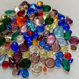 Small Two (2) Ounce Vintage Glass Jewel Assortment 4mm-14mm - Read ...