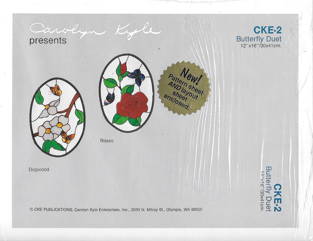 Vintage 1985 CKE-2 Butterfly Duet Stained Glass Pattern Full Size ...
