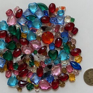 Small Two 2 Ounce Vintage Glass Jewel Assortment 4mm-14mm Read ...