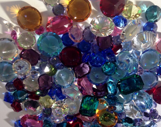 Vintage Exquisite 1 Ounce Machine Cut Glass Small Jewel Assortment 2mm ...
