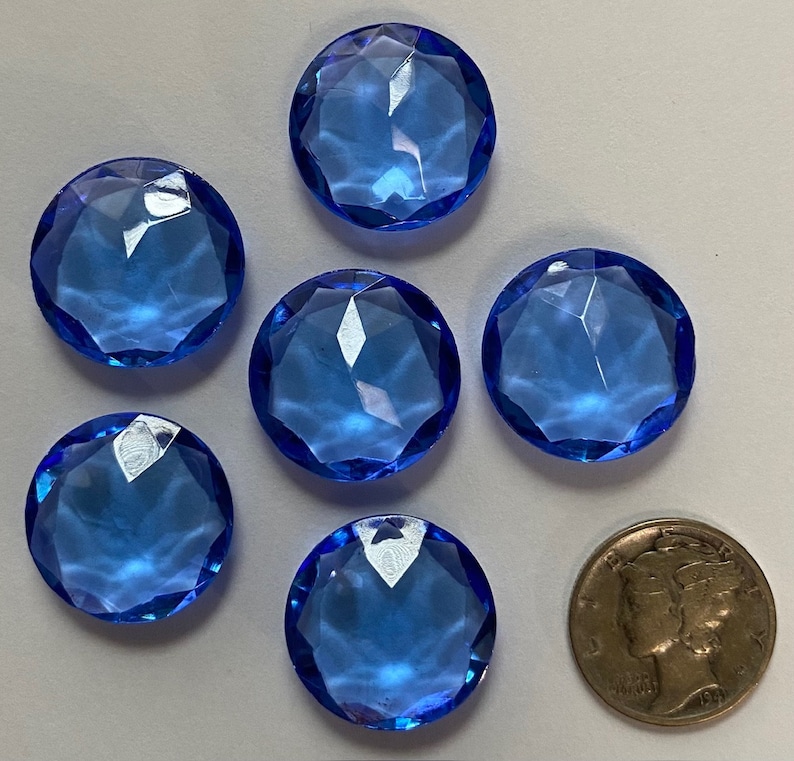 Vintage 18mm Medium Sapphire Double Round Faceted Glass Jewels - Set of ...