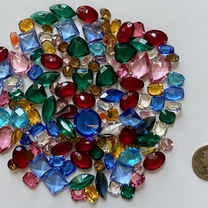Small Two 2 Ounce Vintage Glass Jewel Assortment 4mm-14mm Read ...