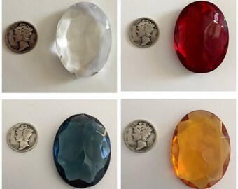 30mm Faceted Glass Jewels for Stained Glass 13 Colors