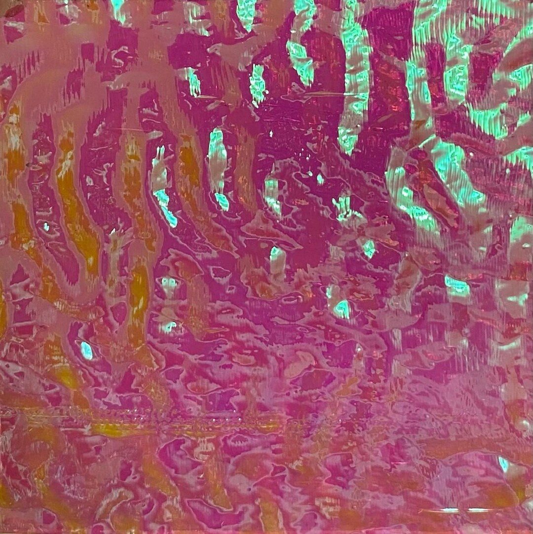 3x3 Clear Bullseye CBS Pink Teal Ripple 90 COE Dichroic Glass - Etsy