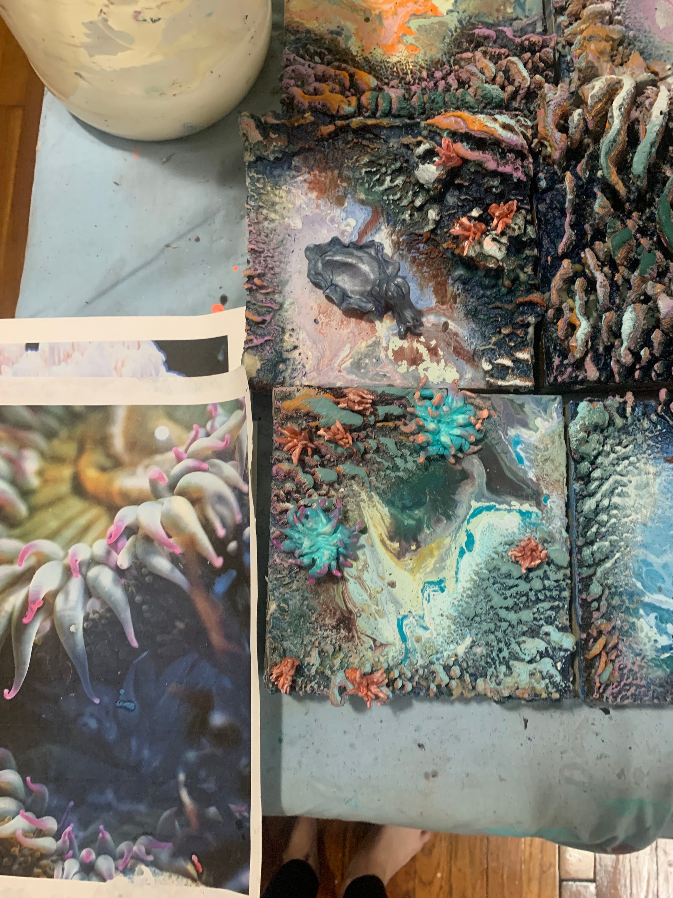 Cuttle Fish- Small 6"x6" Abstract Ocean Painting - Contemporary Surreal ...