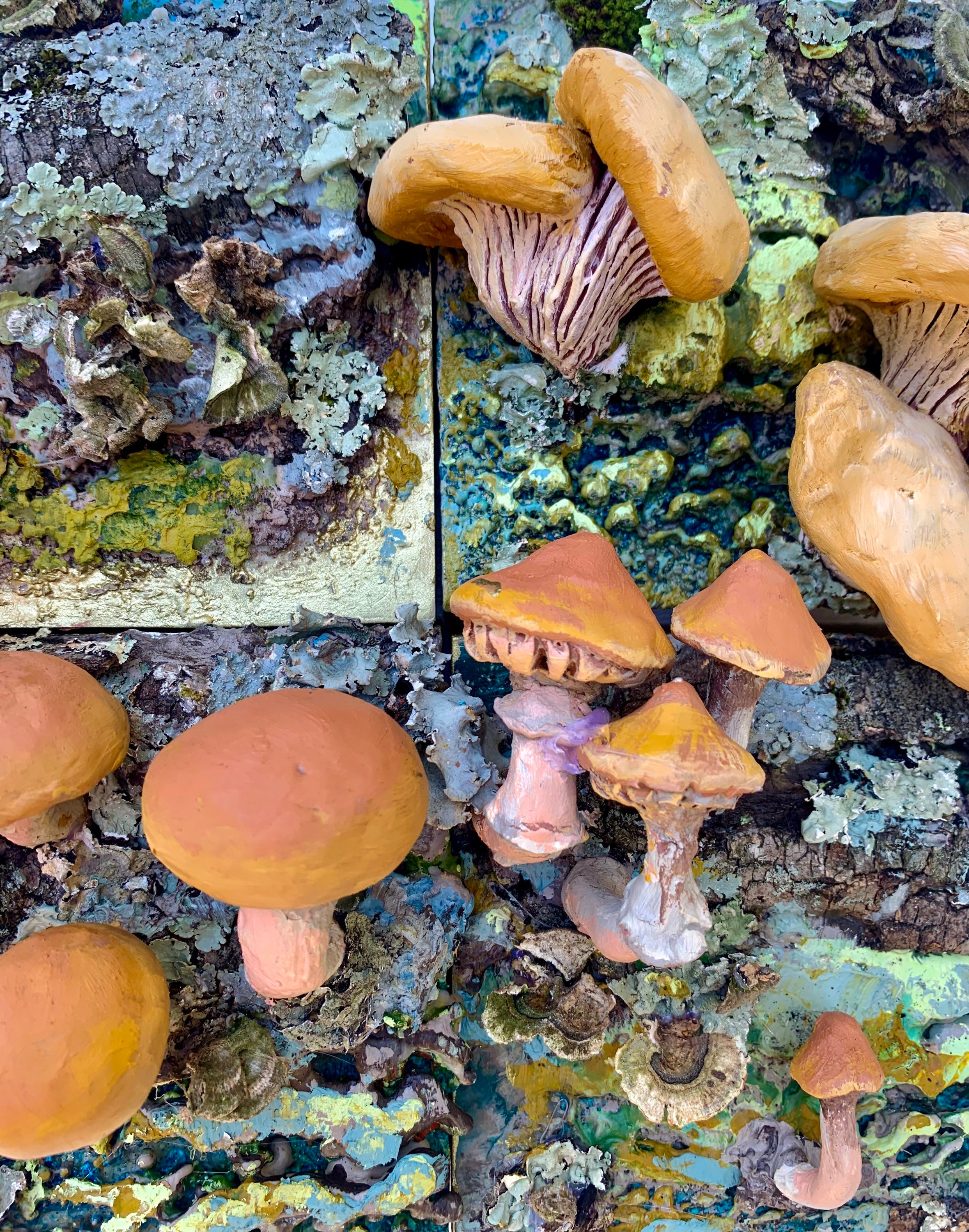 Original mushroom oil painting encaustic wax forest painting | Etsy