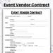 Editable Event Vendor Contract Template, Single Page Popup Event Vendor ...