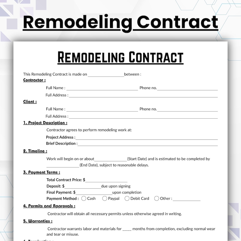 Remodel Quote Template - Etsy