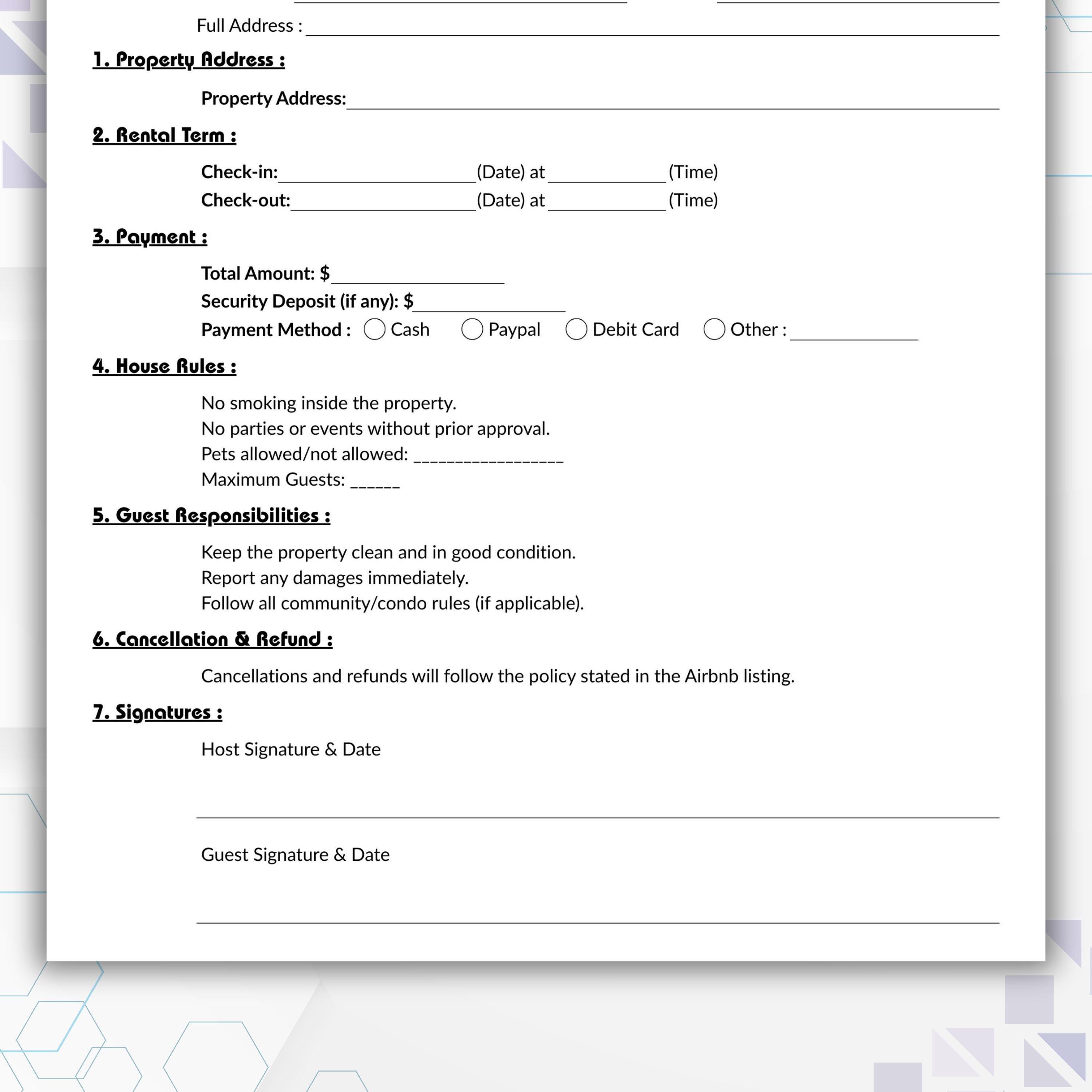 Editable Airbnb Rental Agreement, Simple Short-term Rental Template ...