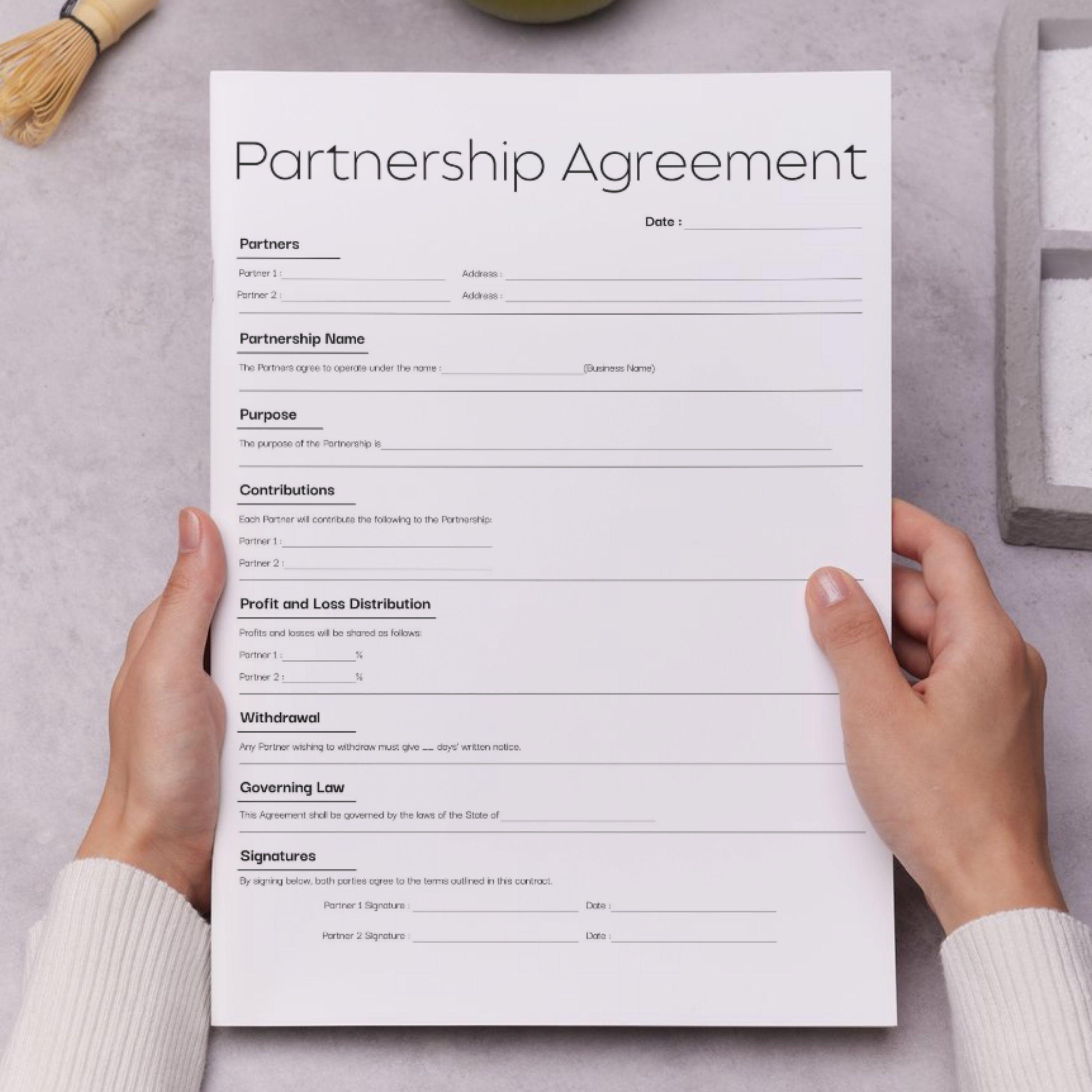 Minimalist Partnership Agreement Template, Simple Business Contract ...