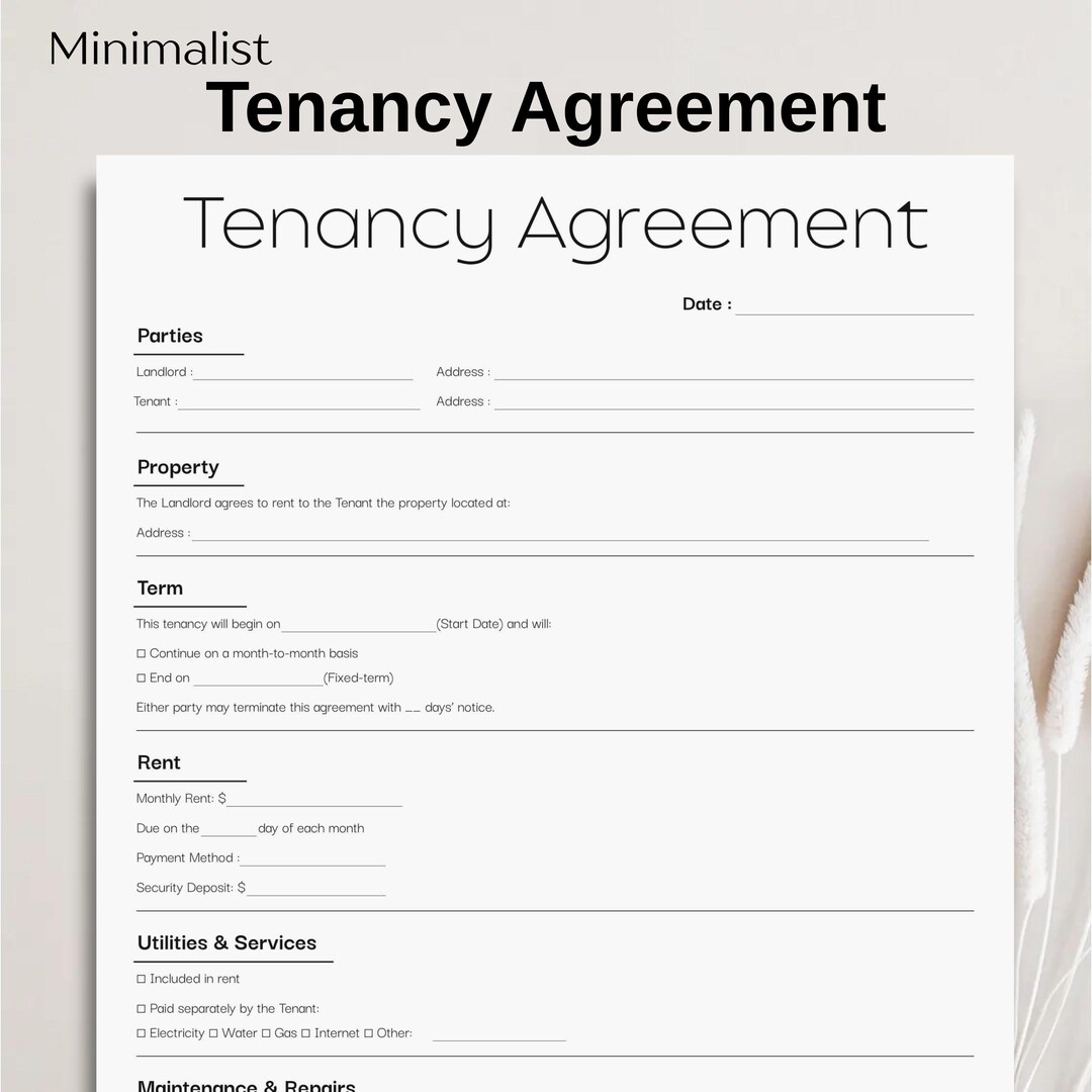 Minimalist Tenancy Agreement Template, Simple Tenancy Contract ...