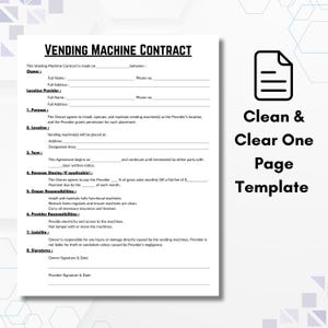 Editable Vending Machine Contract Template, Single Page Vending Rental ...