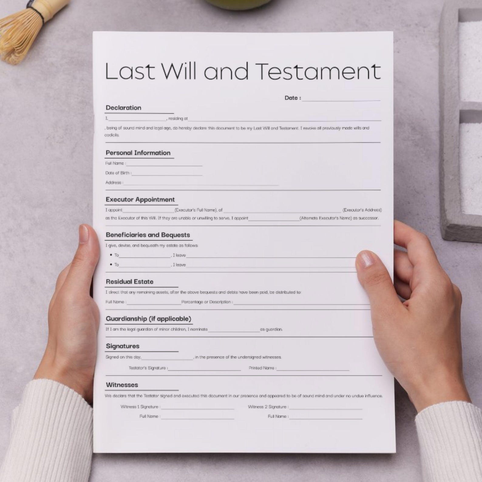 Minimalist Last Will and Testament, Simple Basic Will Template ...